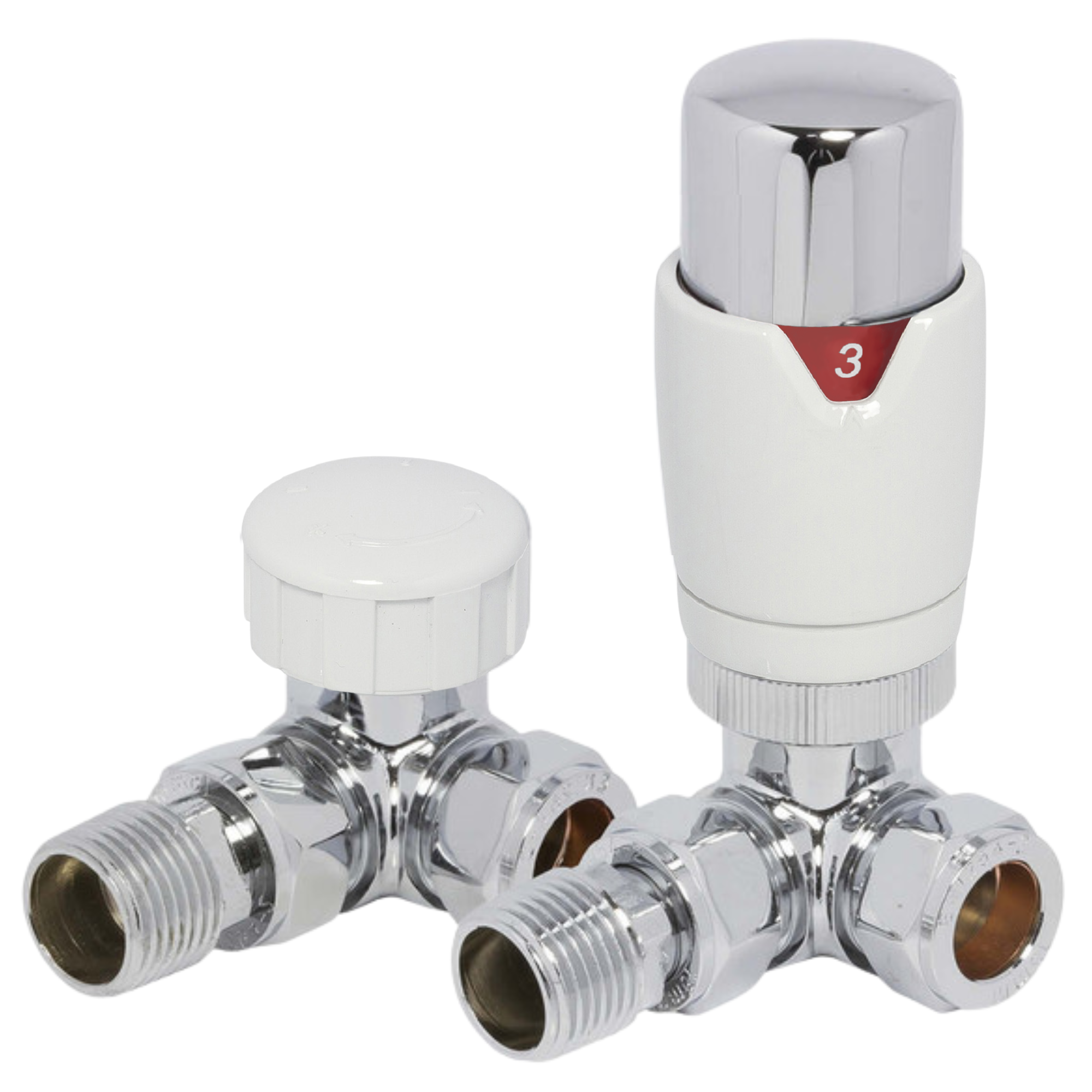 TRV Corner Valve and Lockshield - White | Towelrads