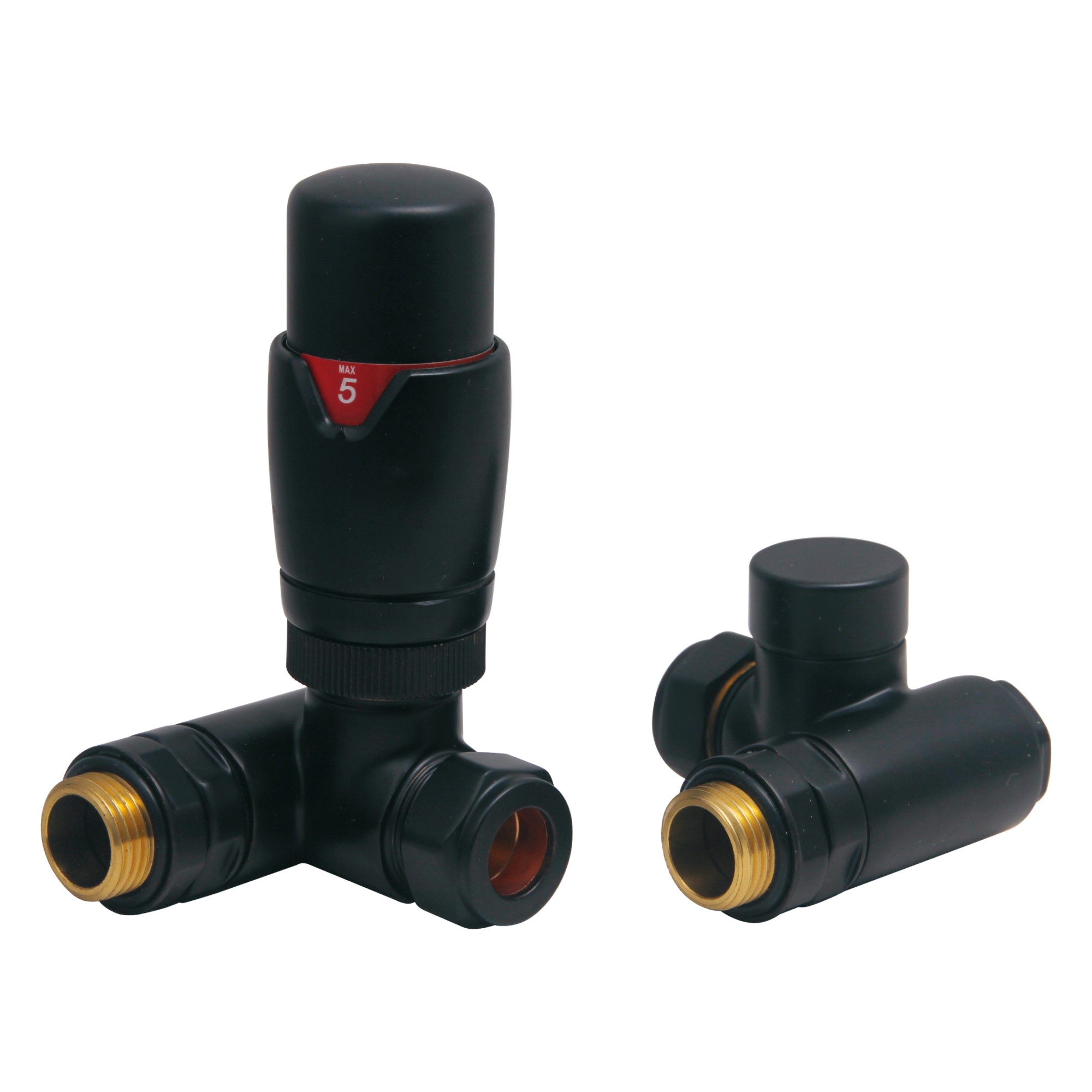 Dual Fuel Corner TRV Valve Set - Black | Towelrads