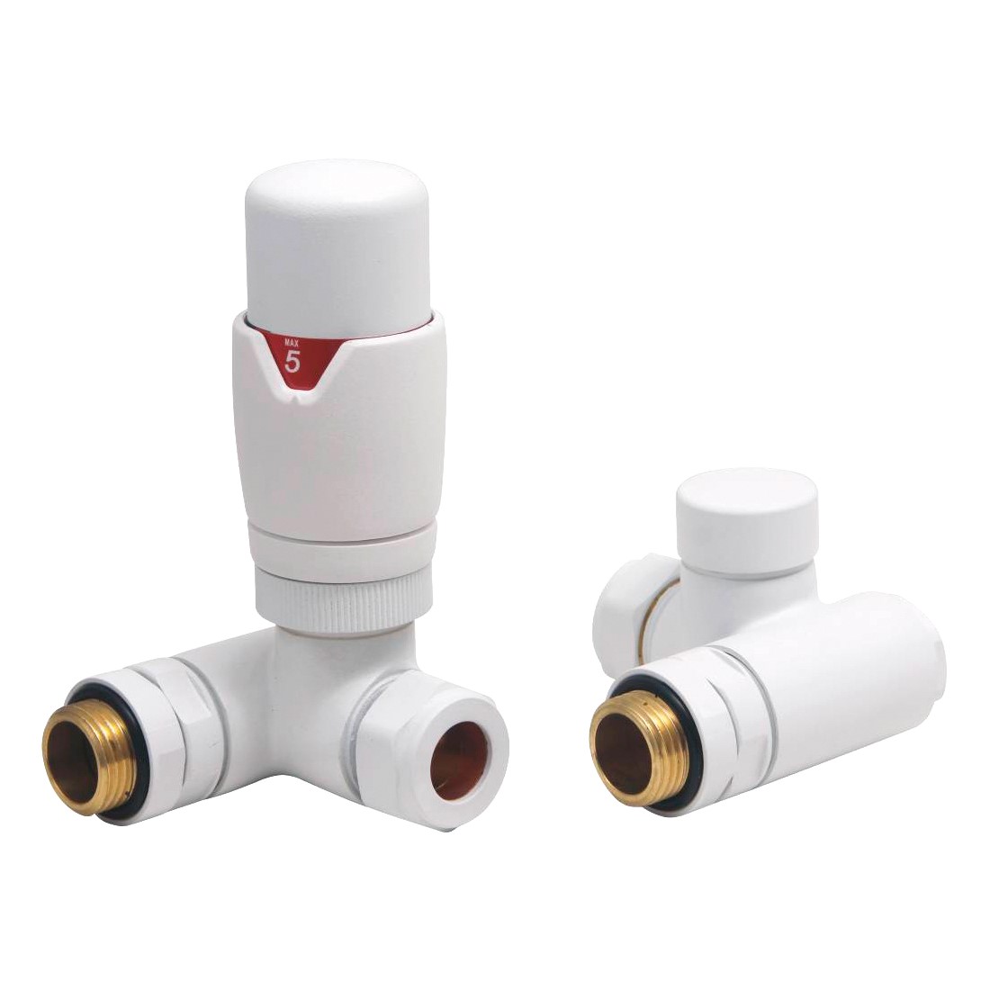 Dual Fuel Corner TRV Valve Set - White | Towelrads