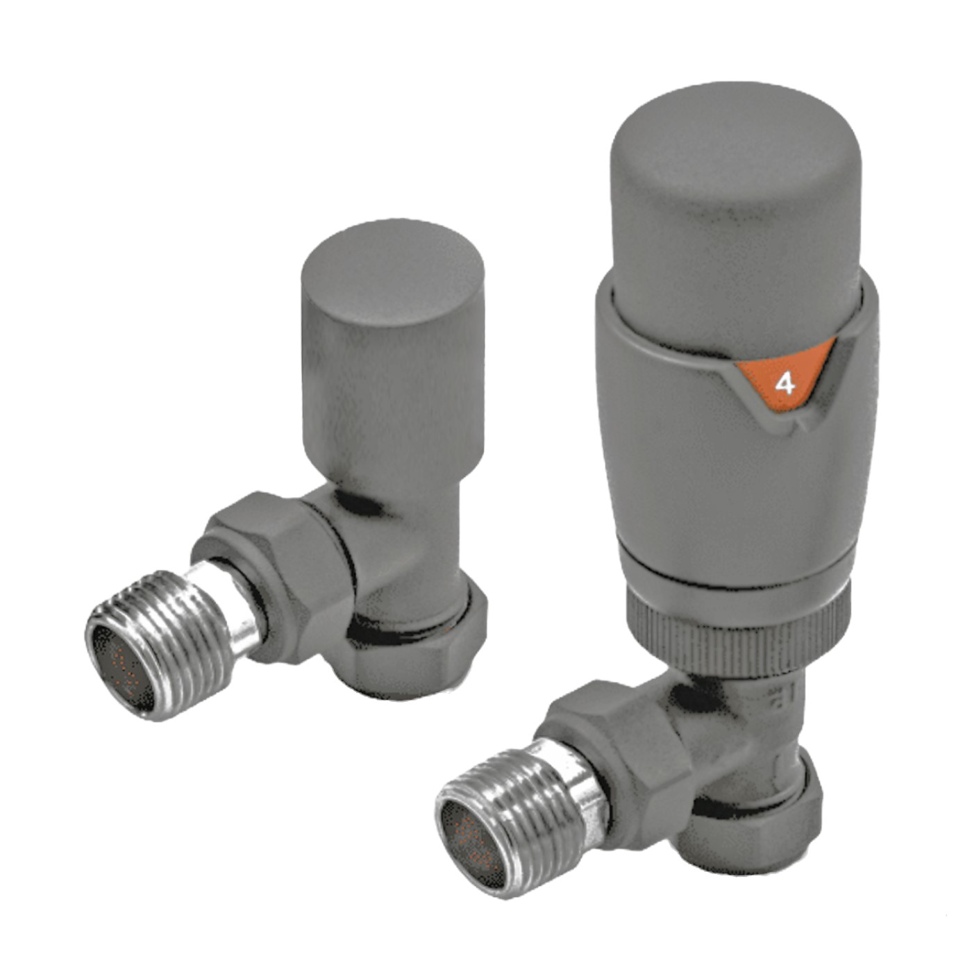 TRV Angled Valve and Lockshield - Basalt Grey (RAL 7012) | Towelrads