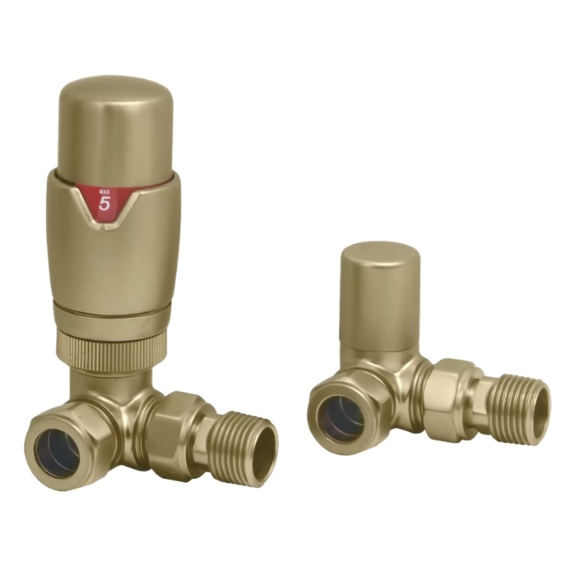 TRV Corner Valve and Lockshield - Brushed Brass | Towelrads